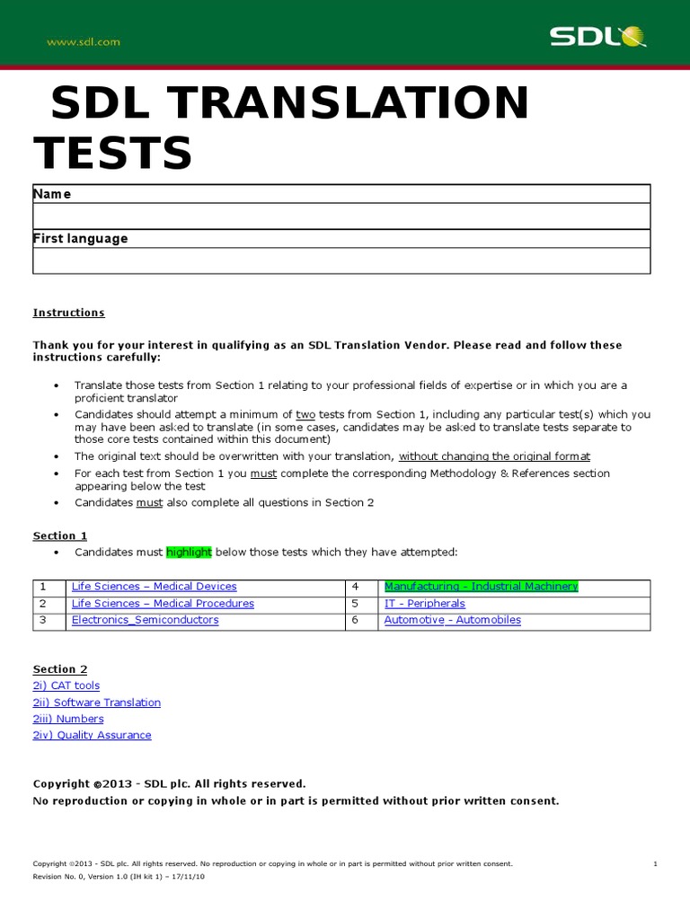 SDL Translation Tests - Kit 15 - Your Name | PDF | Computing ...