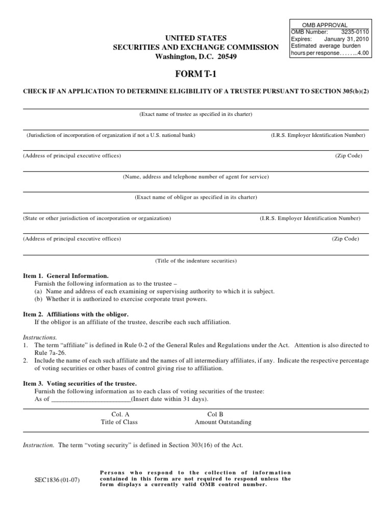 Securities and Exchange Commission (SEC) - Formt-1 | Download Free PDF ...