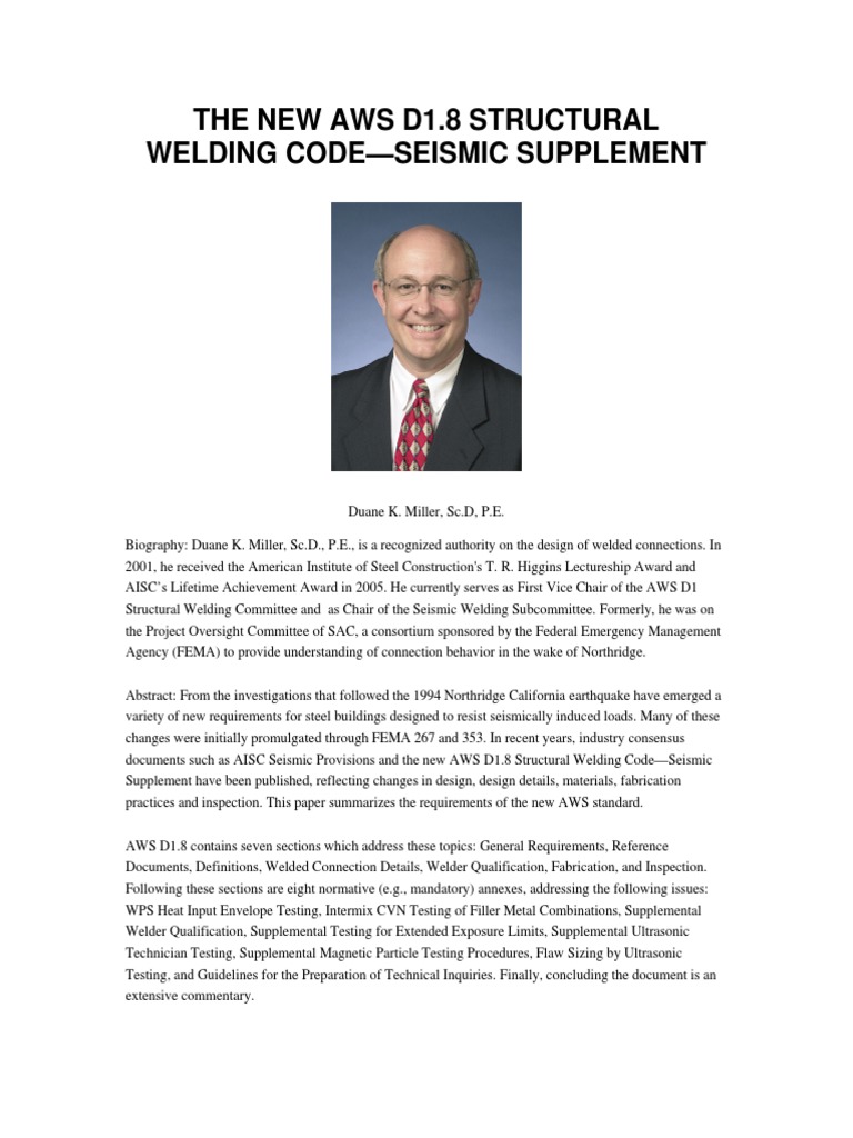 AWS D1.8 Seismic Welding Code Summary | PDF | Welding | Construction