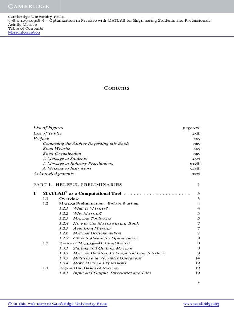 2015 Optimization in Practice With MATLAB For Engineering Students and ...