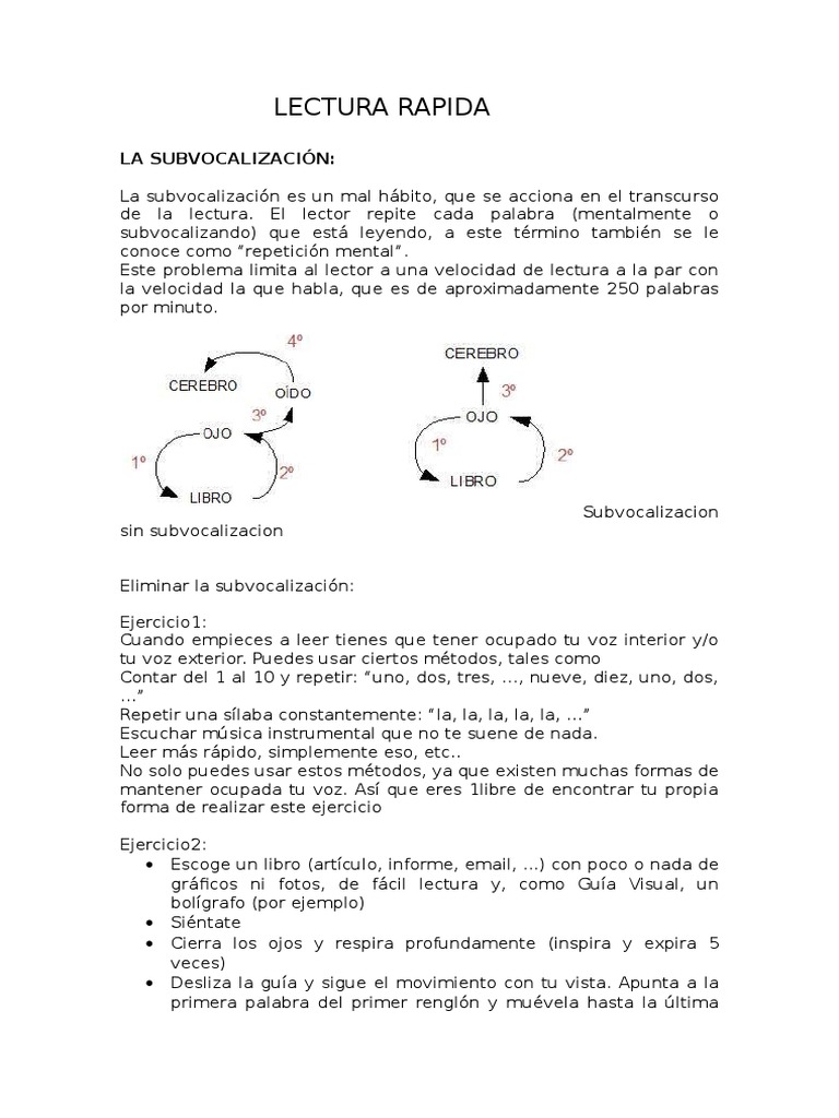 Técnicas para Mejorar la Lectura Rápida | PDF | Lectura veloz | Lectura ...