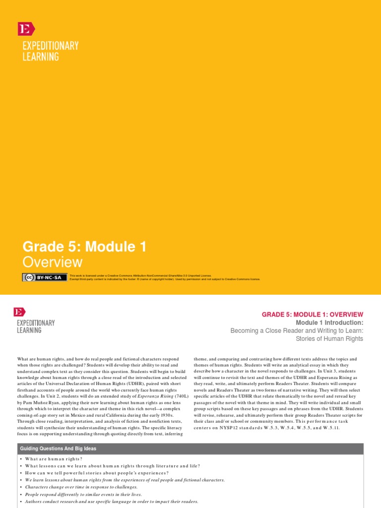 Grade 5: Module 1 | PDF | Common Core State Standards Initiative ...
