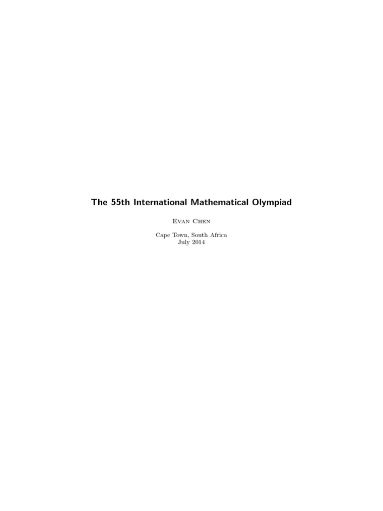 The 55th International Mathematical Olympiad: Evan Chen | PDF ...