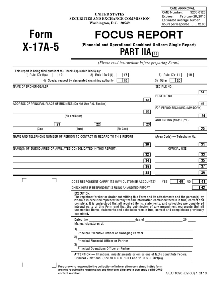 Securities and Exchange Commission (SEC) - Formx-17a-5 2f | PDF ...