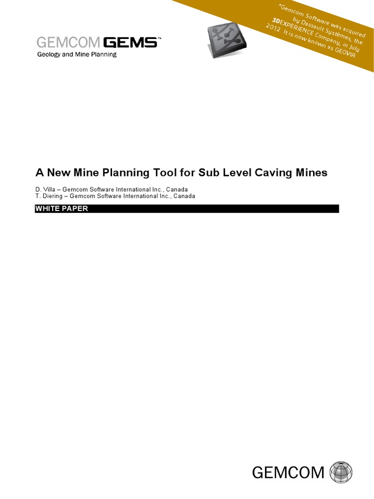 A New Mine Planning Tool For Sub Level Caving Mines: White Paper | PDF ...