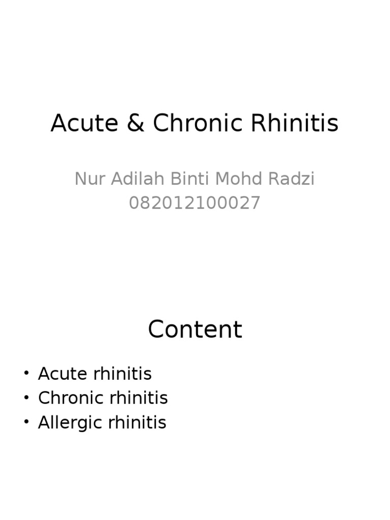 Overview of Rhinitis Types and Treatments | PDF | Common Cold | Immunology