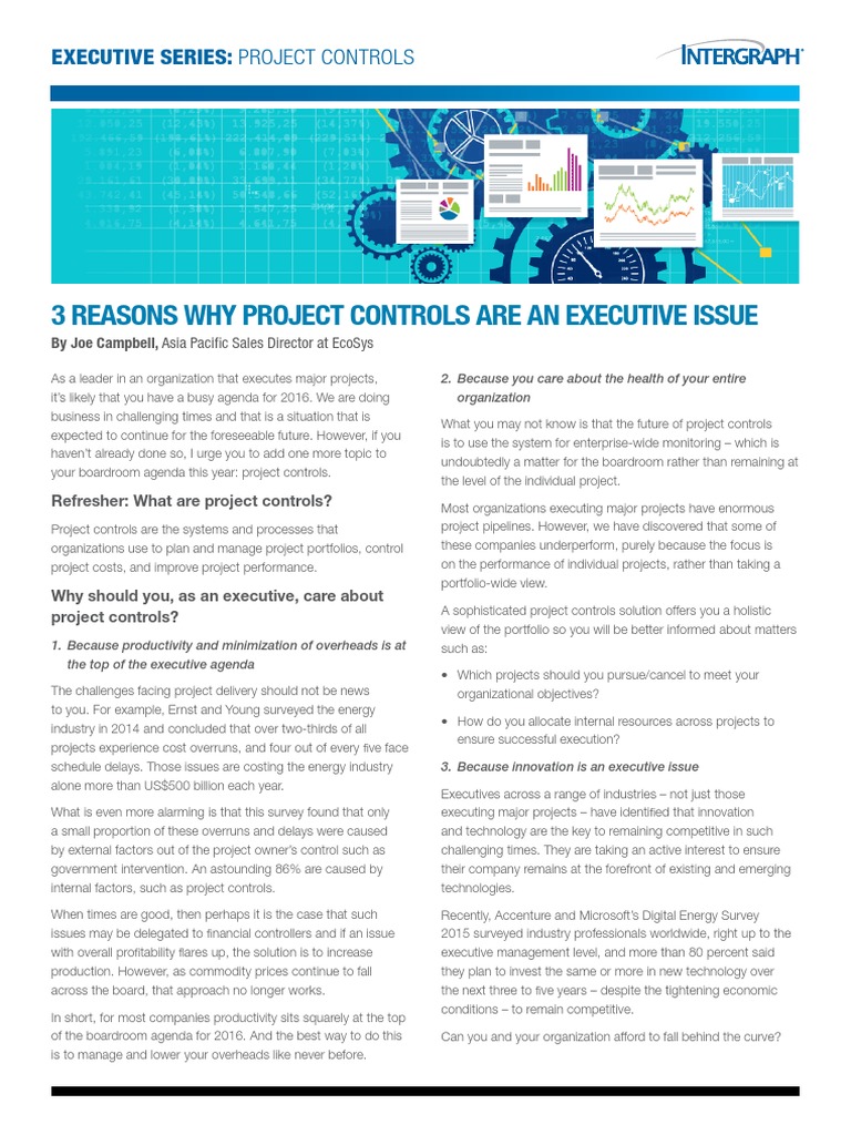3 Reasons Why Project Controls Are An Executive Issue | PDF ...
