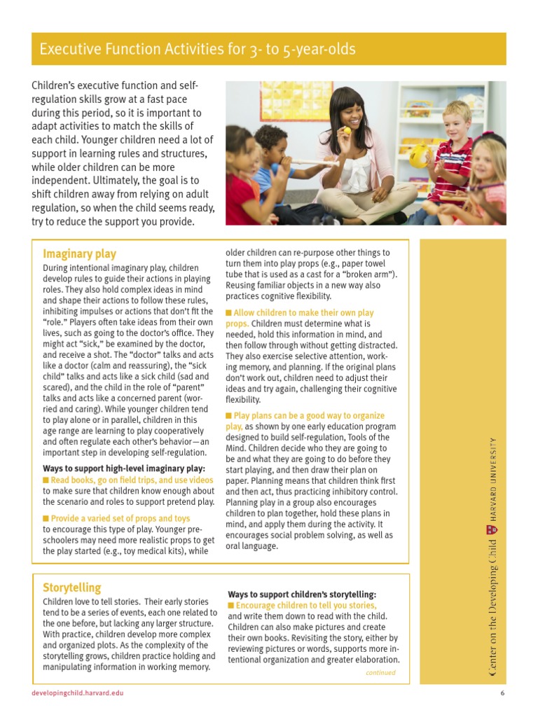 Executive Function Activities For 3 To 5 Year Olds | PDF | Self Control ...