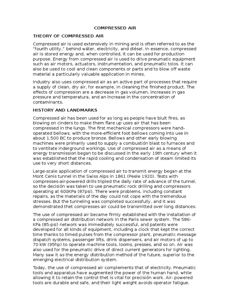Compressed Air Theory of Compressed Air | PDF | Gas Compressor | Drilling