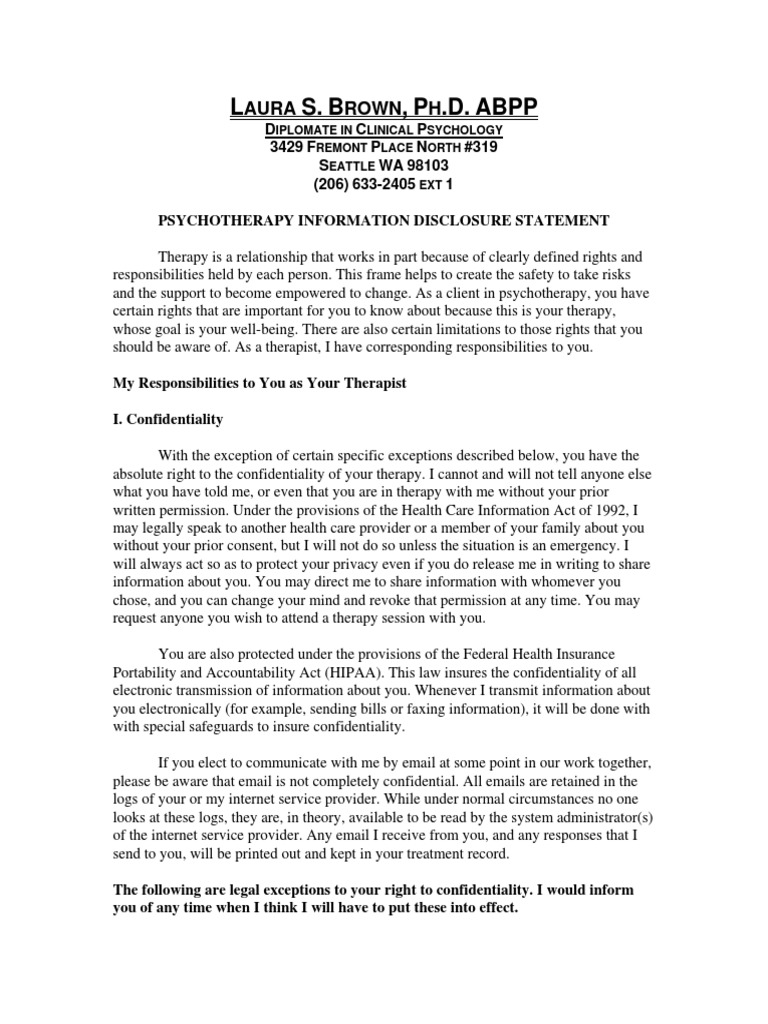 Sample Informed Consent | PDF | Confidentiality | Psychotherapy