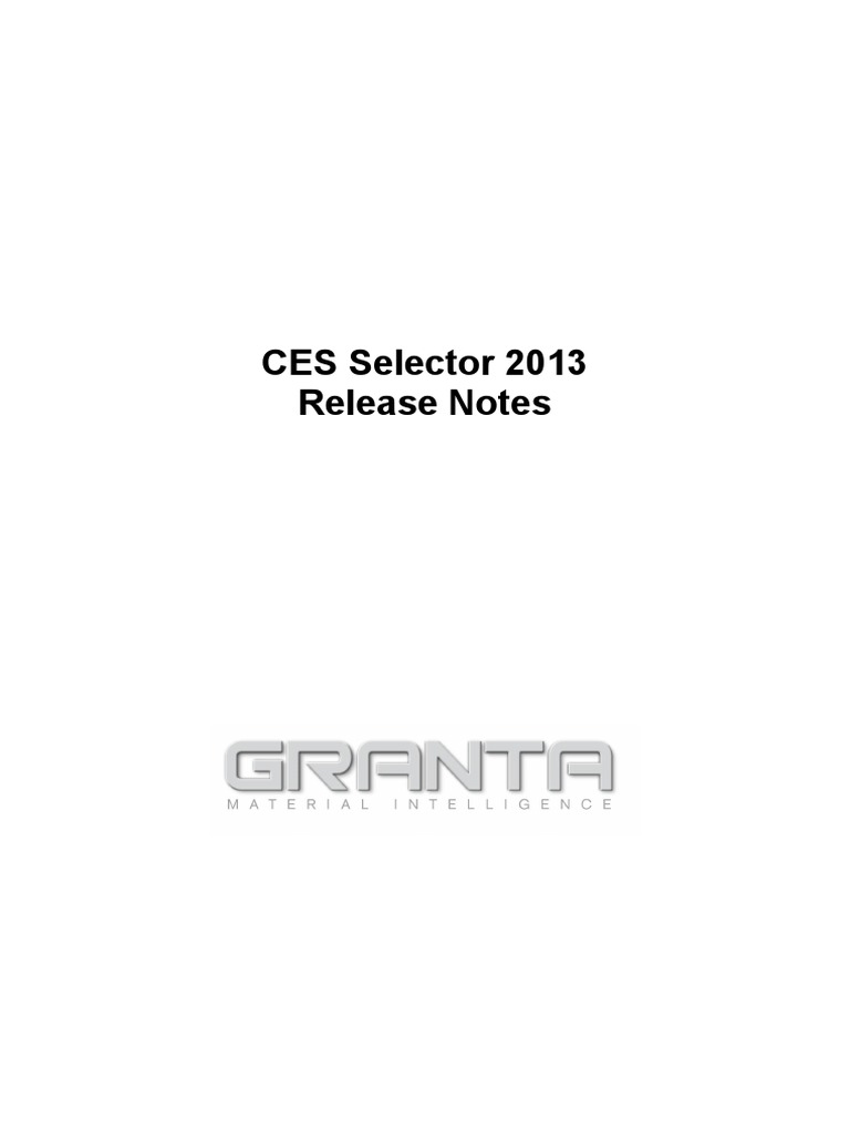 CES Selector 2013 Release Notes | PDF | Composite Material | Shape ...