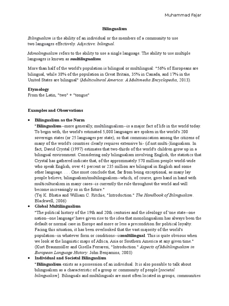 Languages: Bilingualism | PDF | Multilingualism | Foreign Language