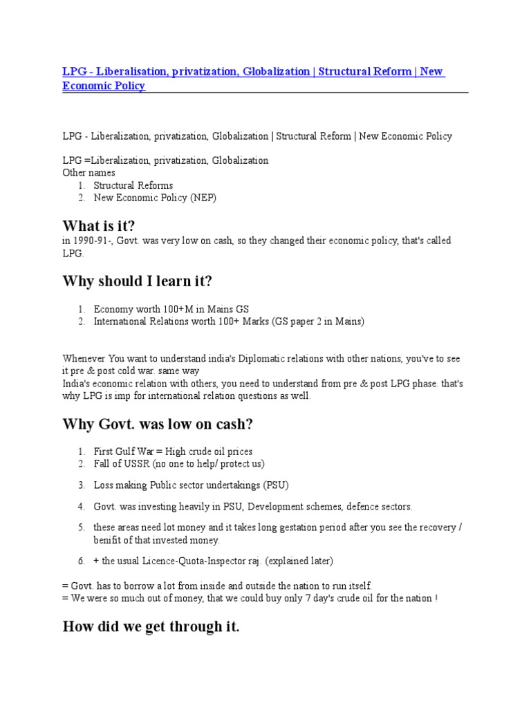 What Is It?: LPG - Liberalisation, Privatization, Globalization ...