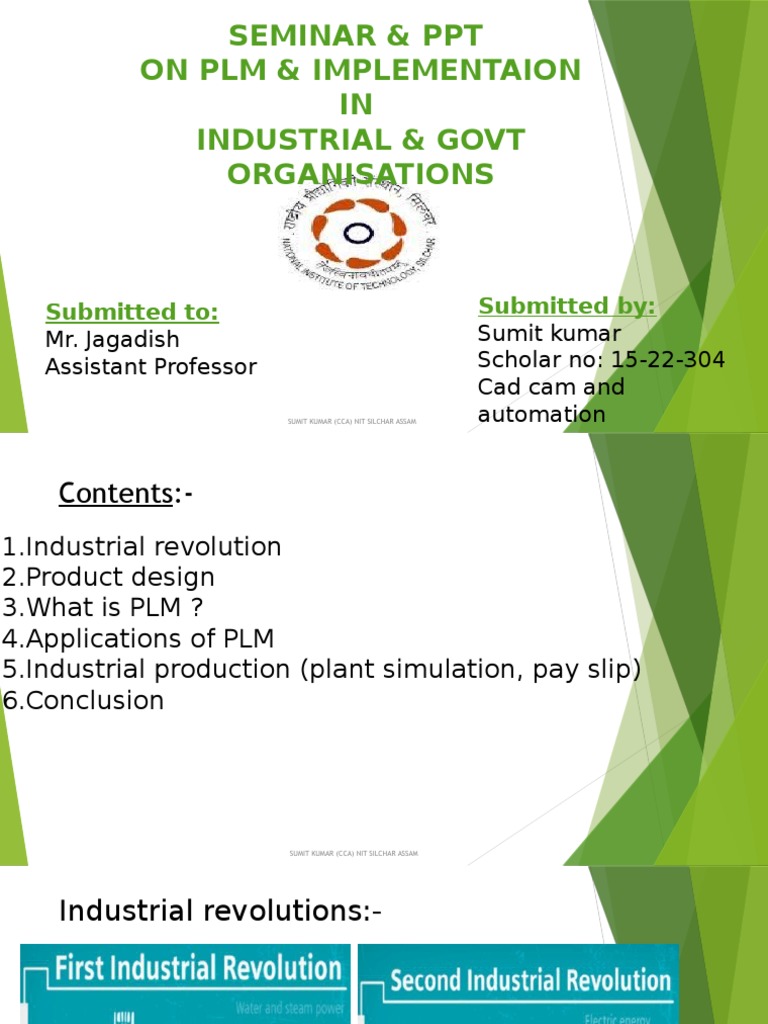 Seminar & PPT On PLM & Implementaion IN Industrial & Govt Organisations ...
