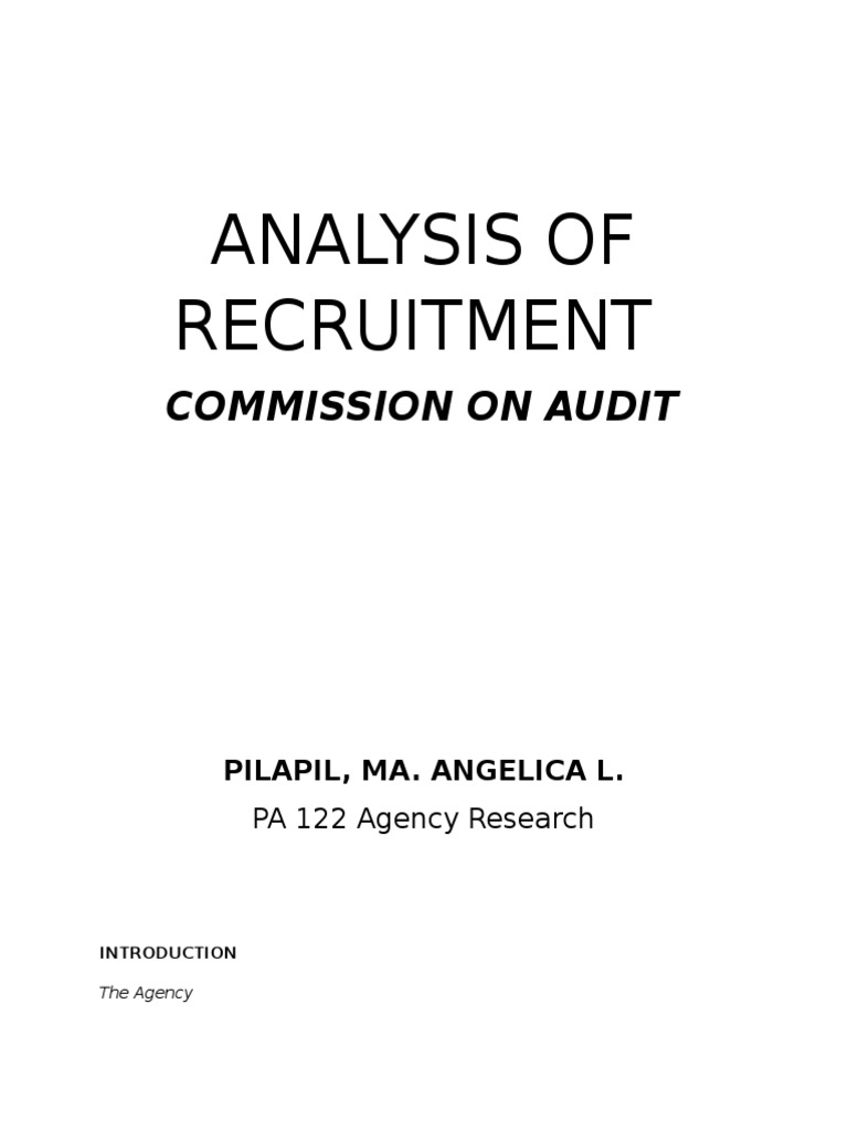 Analysis of Recruitment: Commission On Audit | PDF | Recruitment ...