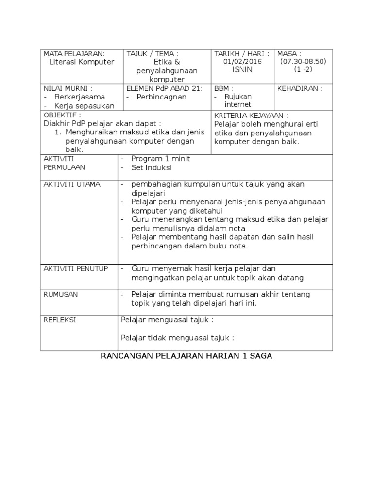 Contoh Lesson Plan | PDF