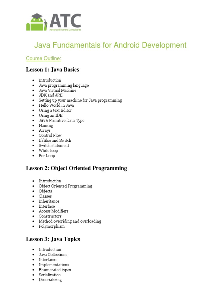 Java Fundamentals For Android Development | PDF