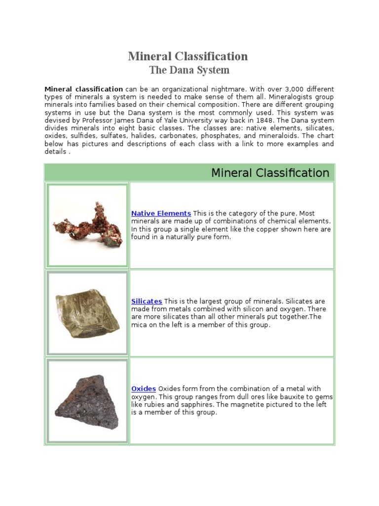 Mineral Classification | PDF | Minerals | Sodium Chloride