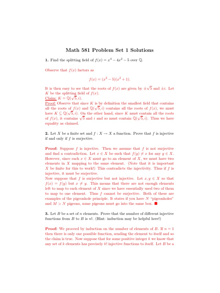 Math 581 Homework 1 Solutions | PDF | Ring (Mathematics) | Function ...