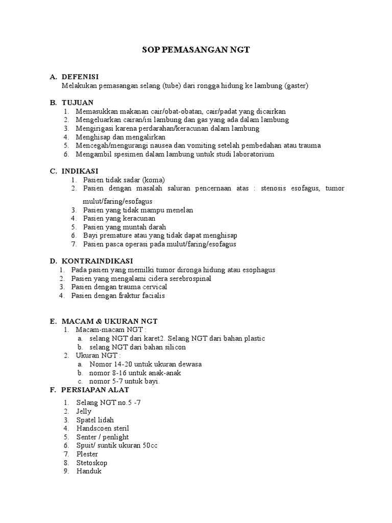 Sop Pemasangan NGT | PDF