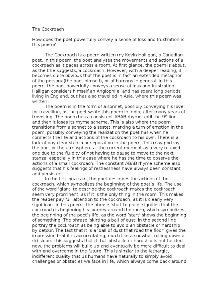 The Cockroach | PDF | Sonnets | Poetic Form