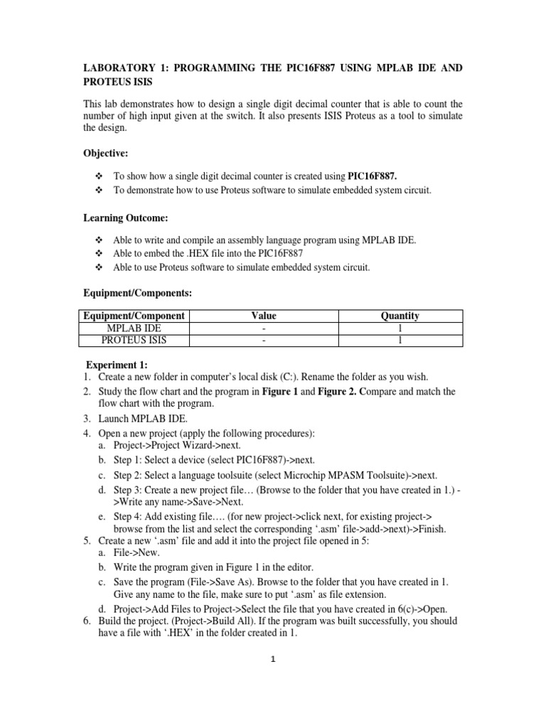 Programming PIC16F887 with MPLAB & Proteus | PDF | Embedded System | Computer File