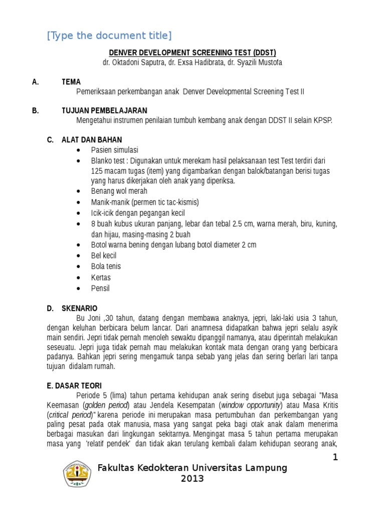 Denver Development Screening Test | PDF