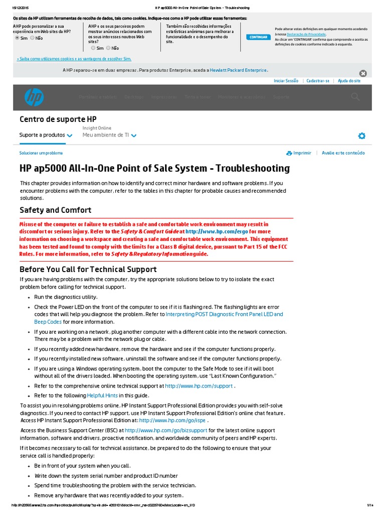 HP Ap5000 All-In-One Point of Sale System - Troubleshooting | PDF ...