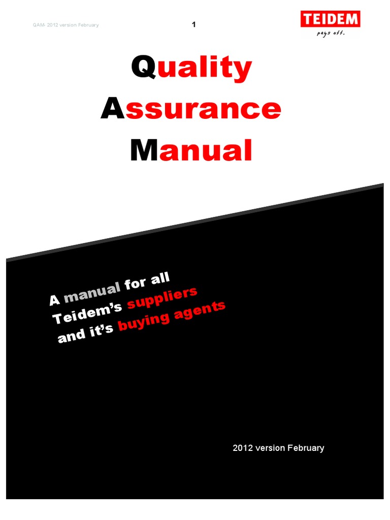 Quality Assurance Manual | Download Free PDF | Clothing | Chemicals