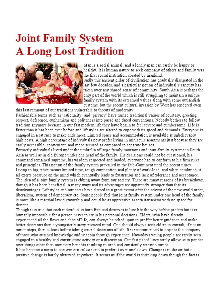 Joint Family System | PDF | Traditions | Family