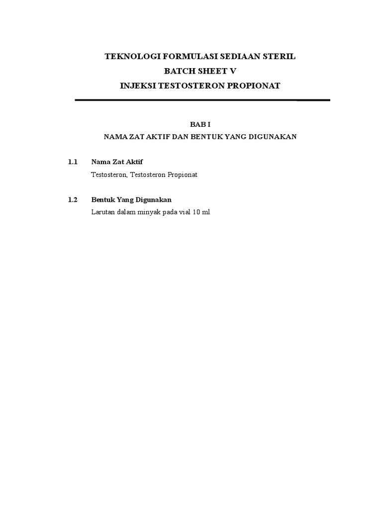 Injeksi Testosteron Propionat | PDF