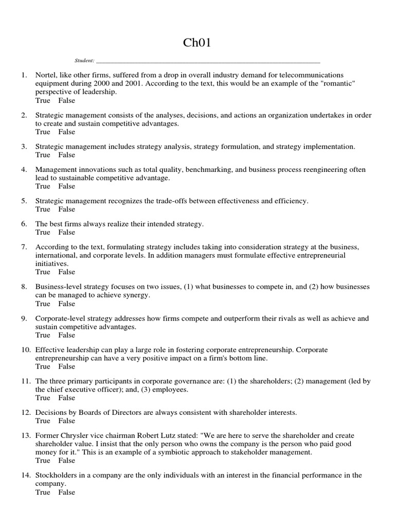 Dess 7e TB Ch01 | PDF | Strategic Management | Stakeholder (Corporate) Dess 7e TB Ch01 | PDF | Strategic Management | Stakeholder (Corporate)