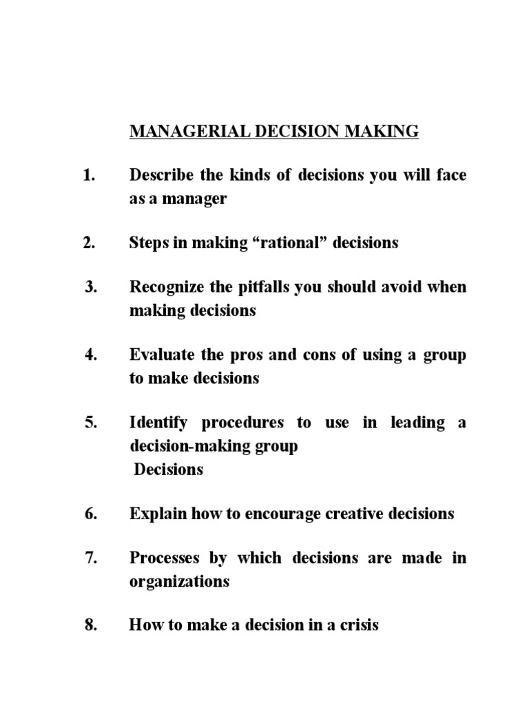 Managerial Decision-Making Process | PDF | Choice | Decision Making