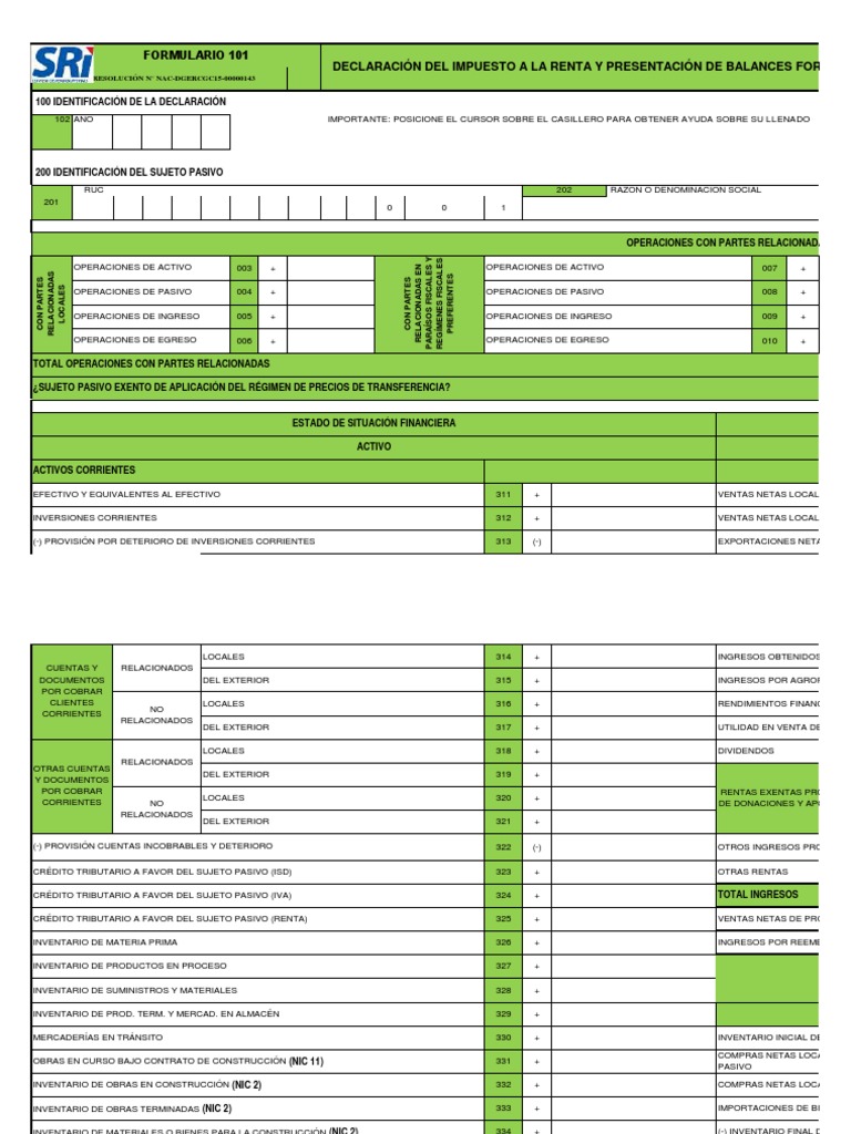Formulario 101 | PDF | Impuesto sobre la renta | Activo intangible