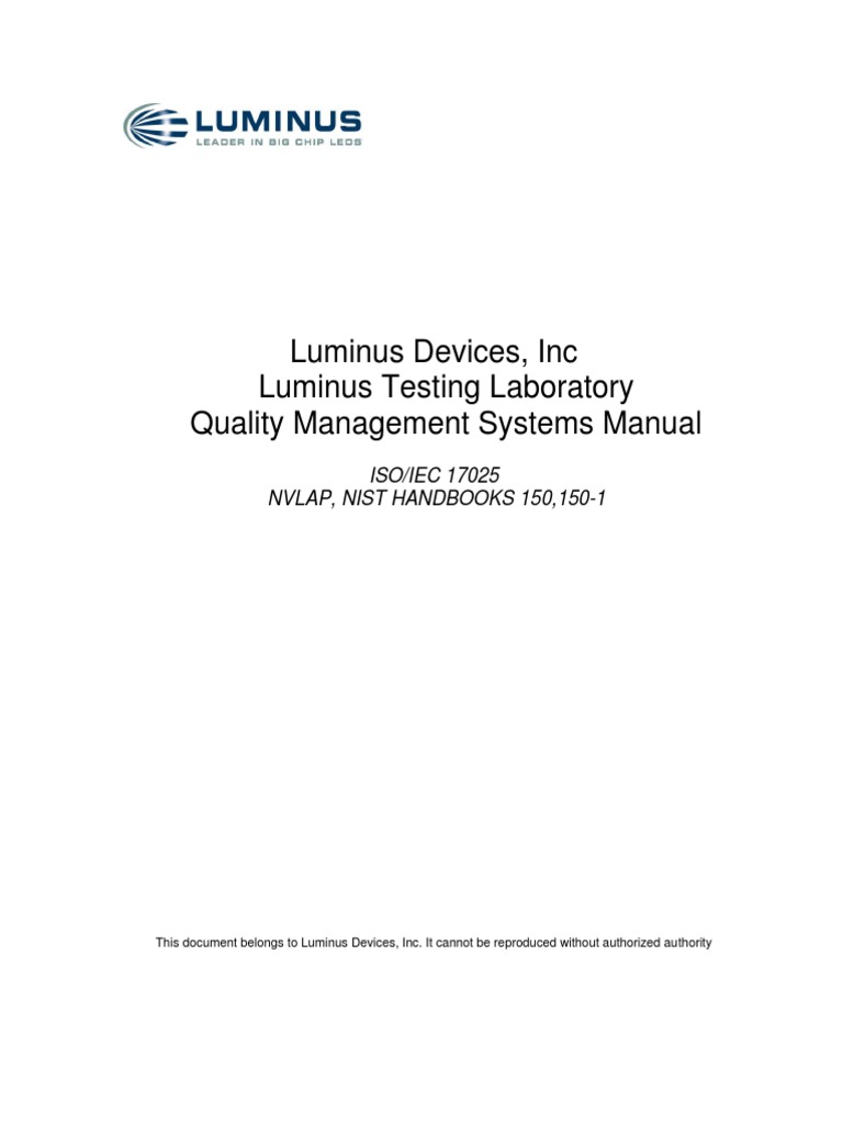 QSP-001633 - Rev 04 - Luminus Testing Laboratory Quality Manual207 ...