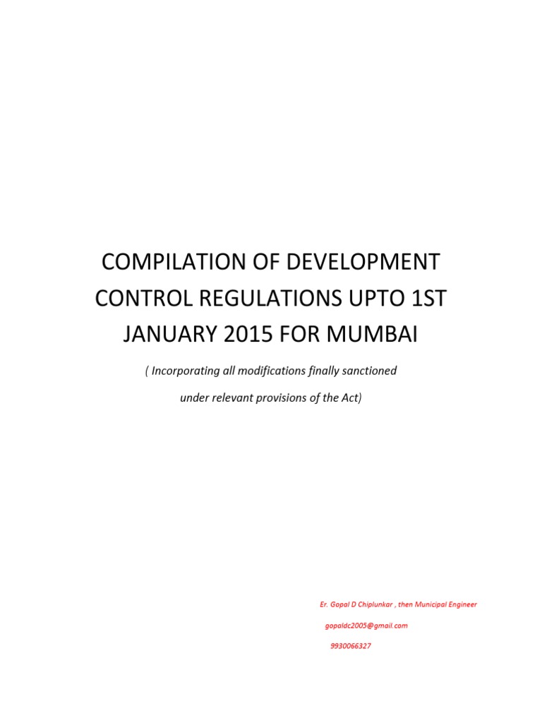 Development Control Regulations MCGM PDF Basement Wall