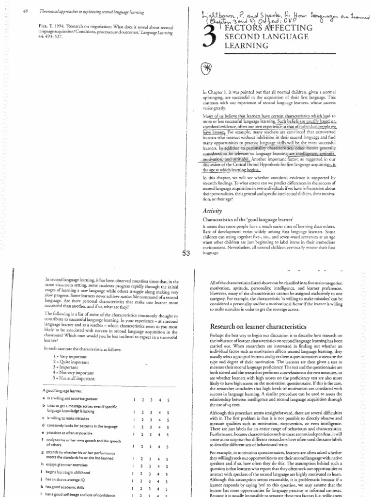 How Languages Are Learned (Oxford) - Chapter 3: Factors Affecting ...