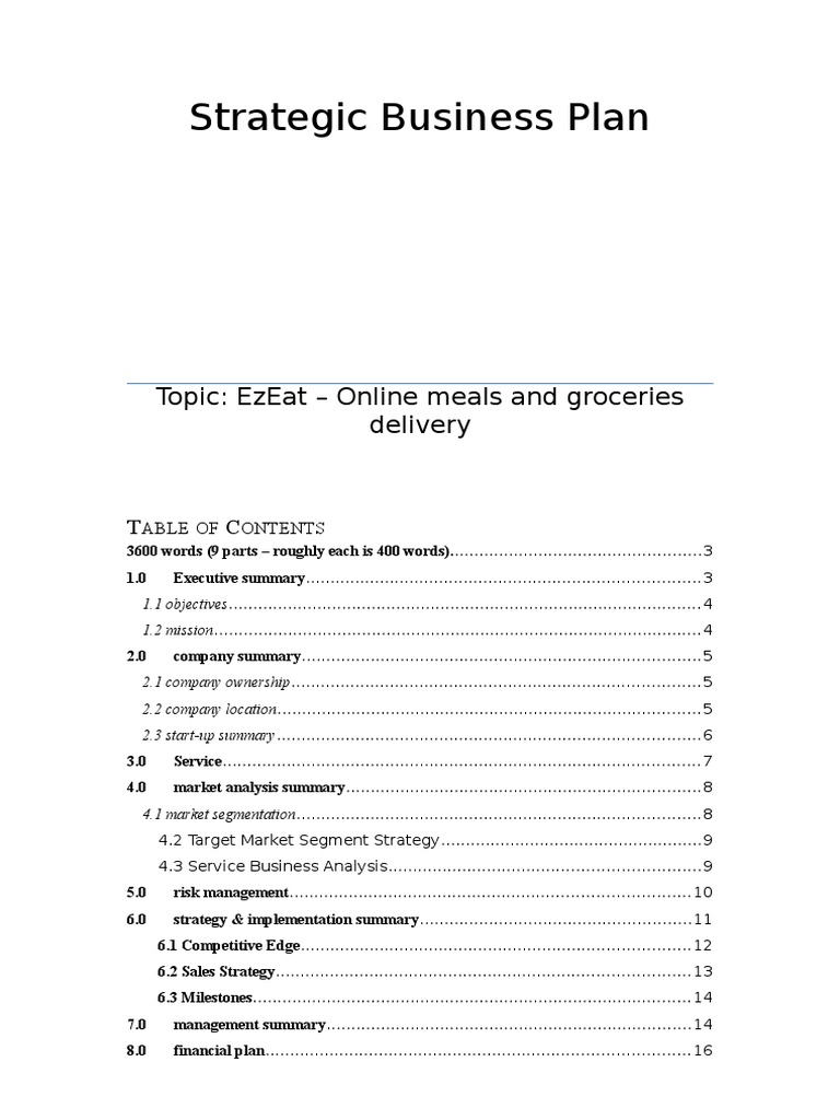 (Biz Plan) Example (EzEat) | PDF | Strategic Management | Supply Chain
