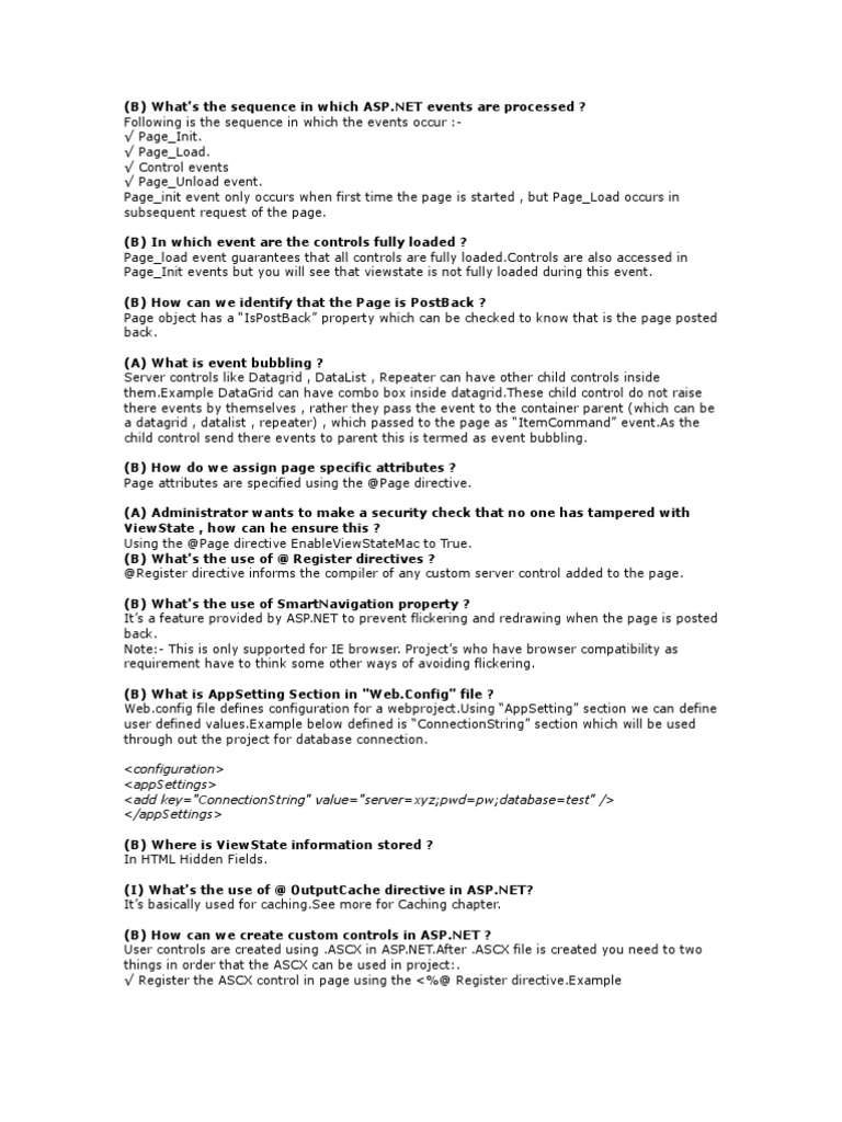 General ASP NET Questions - 16 | PDF | Http Cookie | Active Server Pages