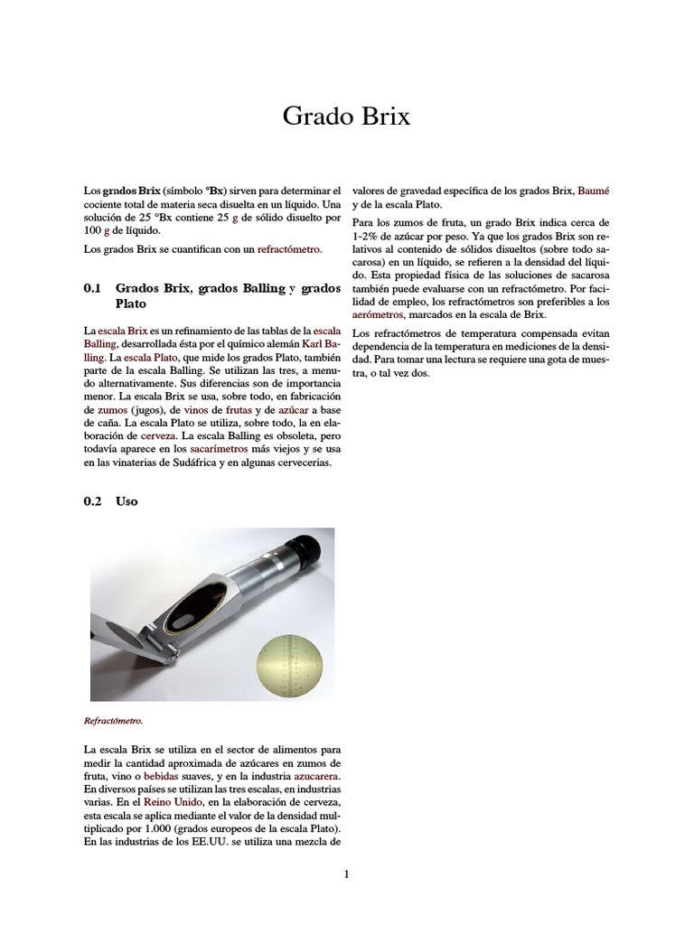 Grado Brix | PDF | Masa | Ciencia de los Alimentos