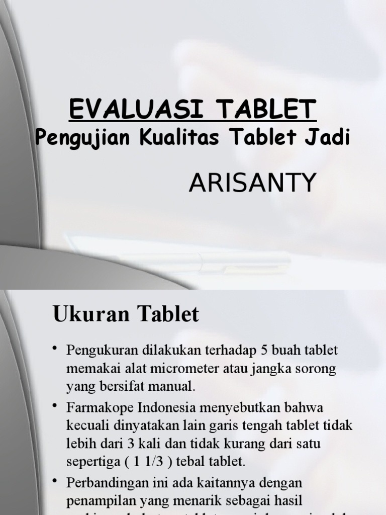 Evaluasi Tablet | PDF