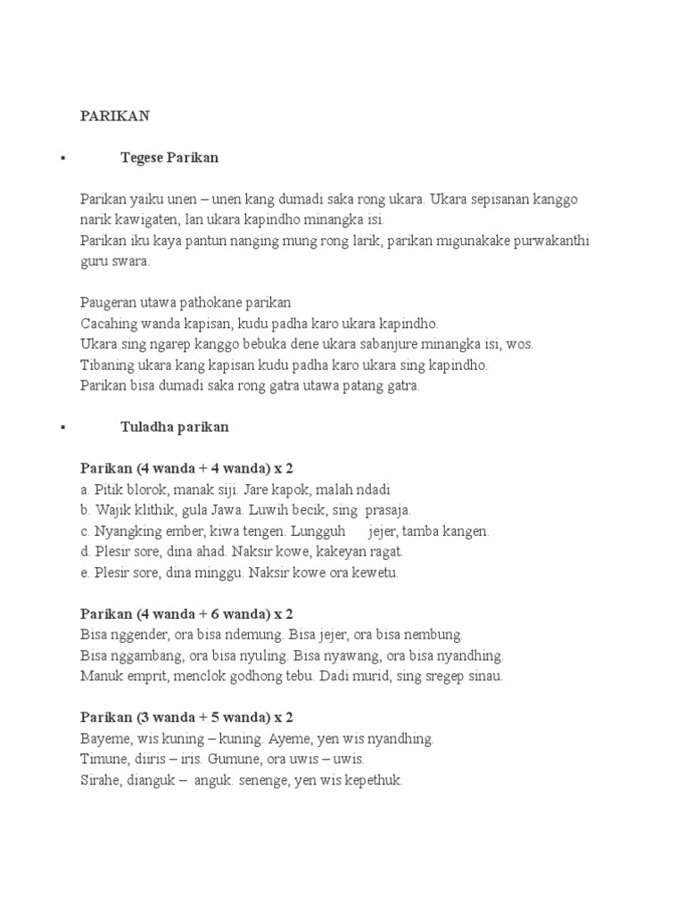 Contoh Parikan 2 Gatra - Easy Study