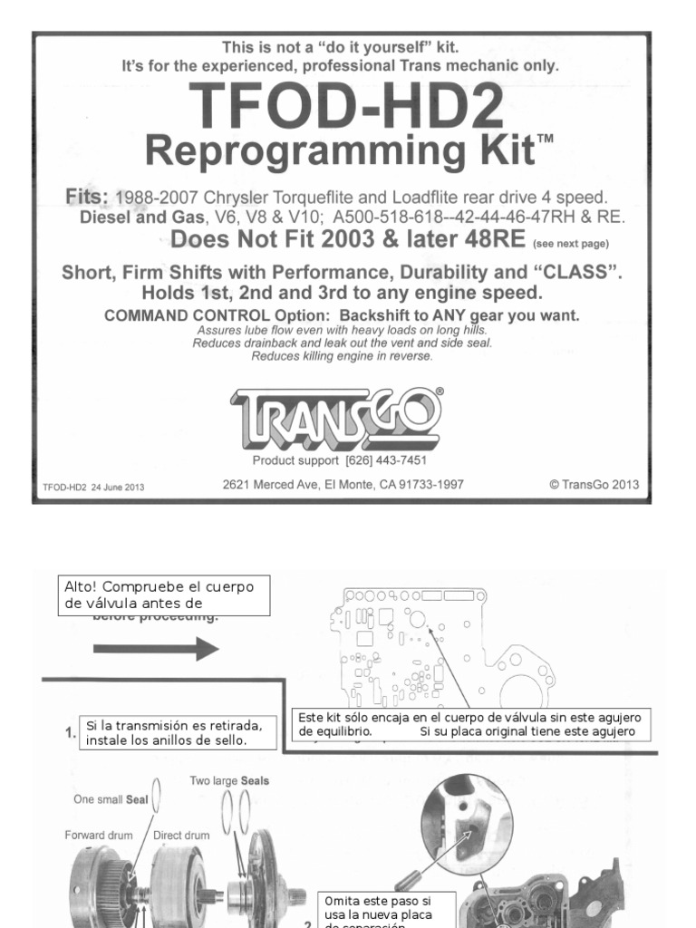 Manual de Instalacion Shift Kit TFOD-HD2 | PDF