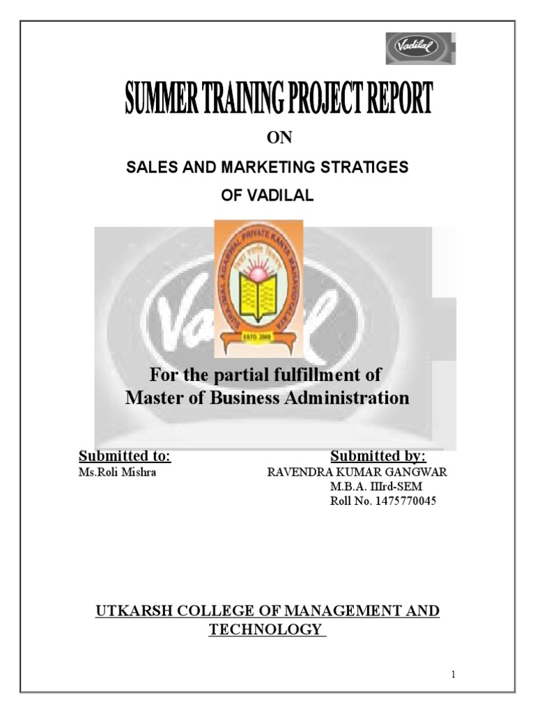 VADILAL Marketing Report1 | PDF | Distribution (Business) | Ice Cream