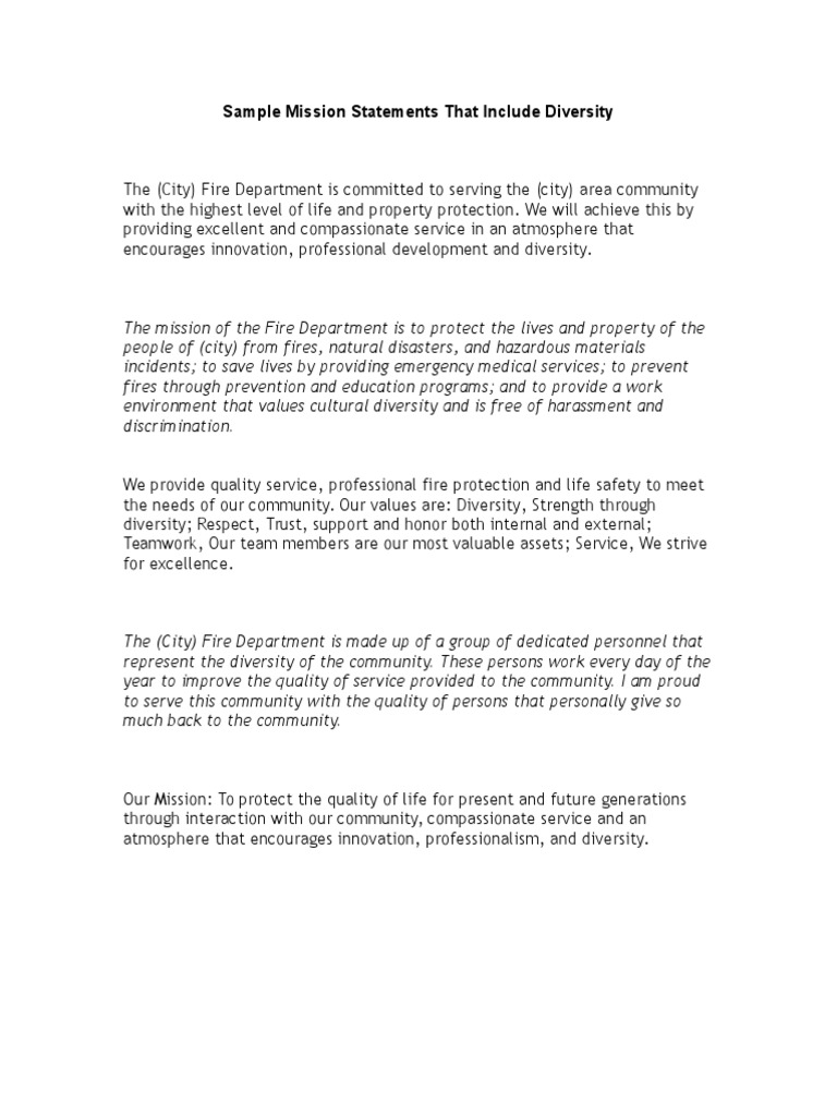 Sample Mission Statements | PDF