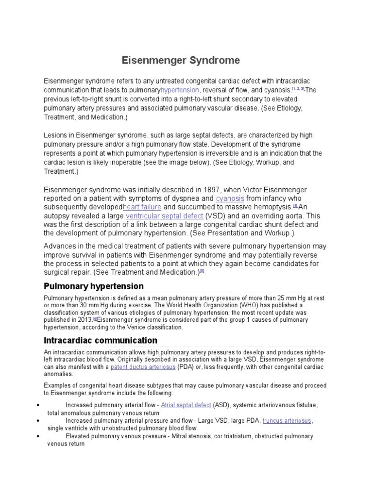 Eisenmenger | PDF | Congenital Heart Defect | Heart