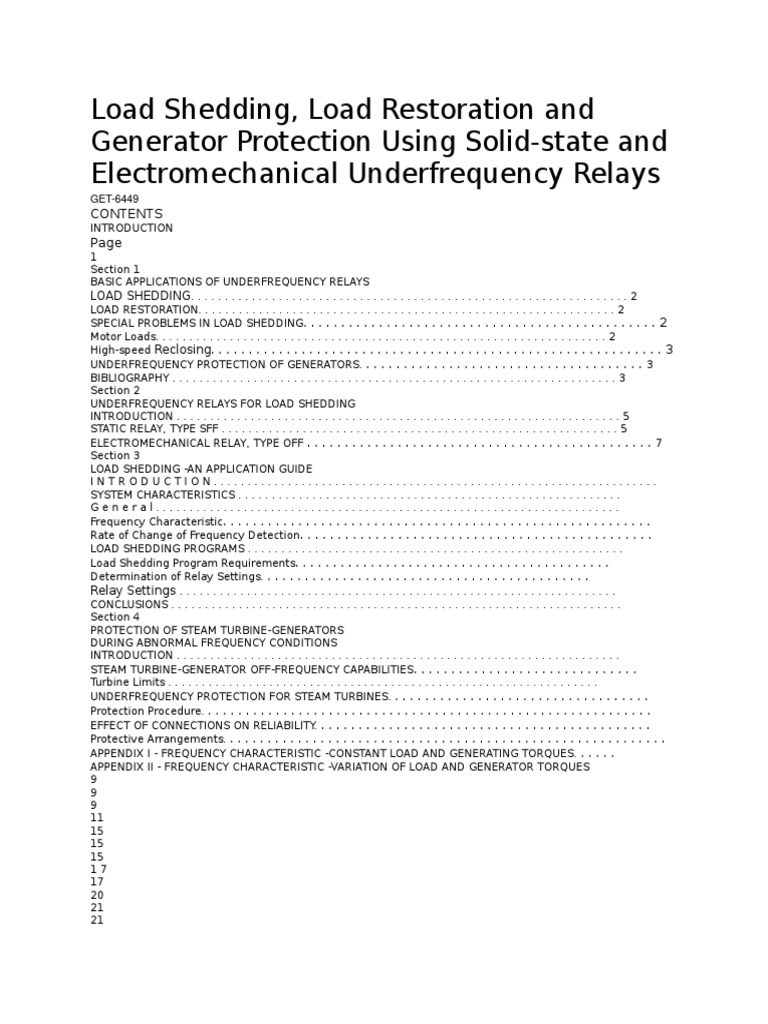 LOAD SHEDDING SCHEME Design and Recticication | PDF | Relay ...