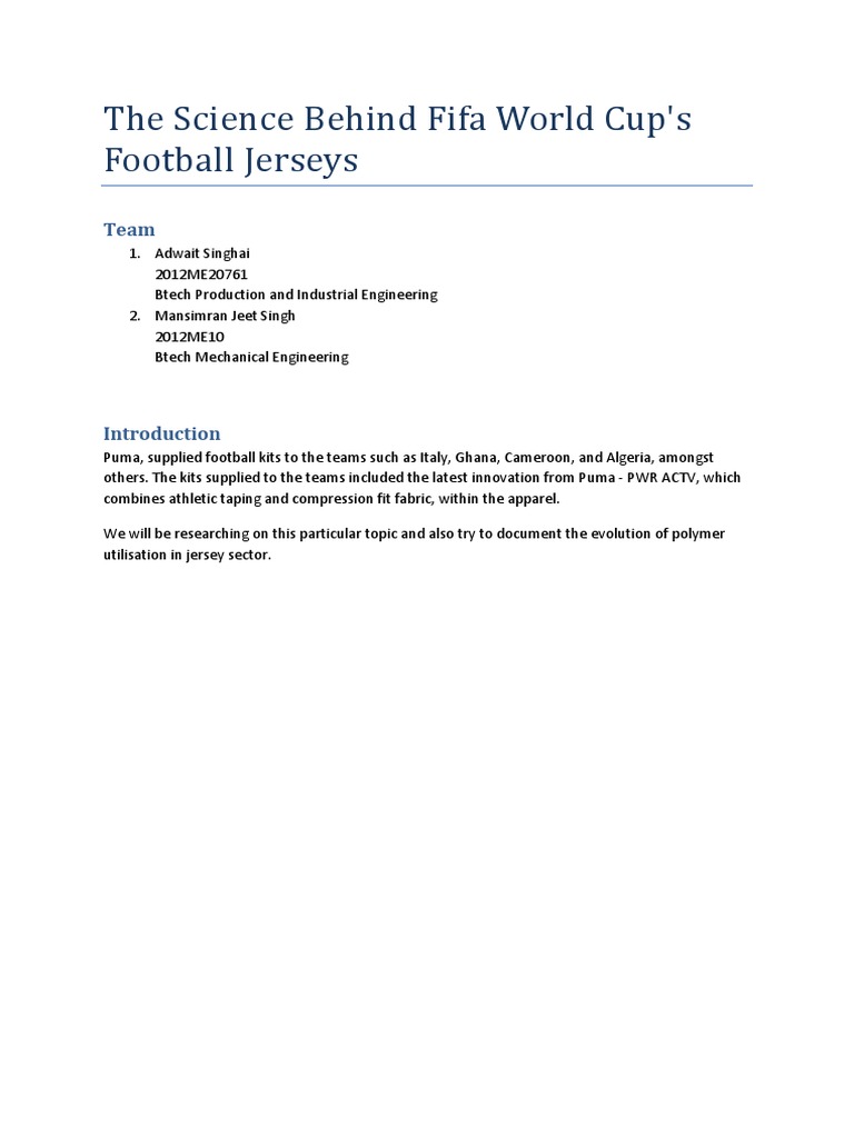 Evolution of FIFA Football Jerseys | PDF