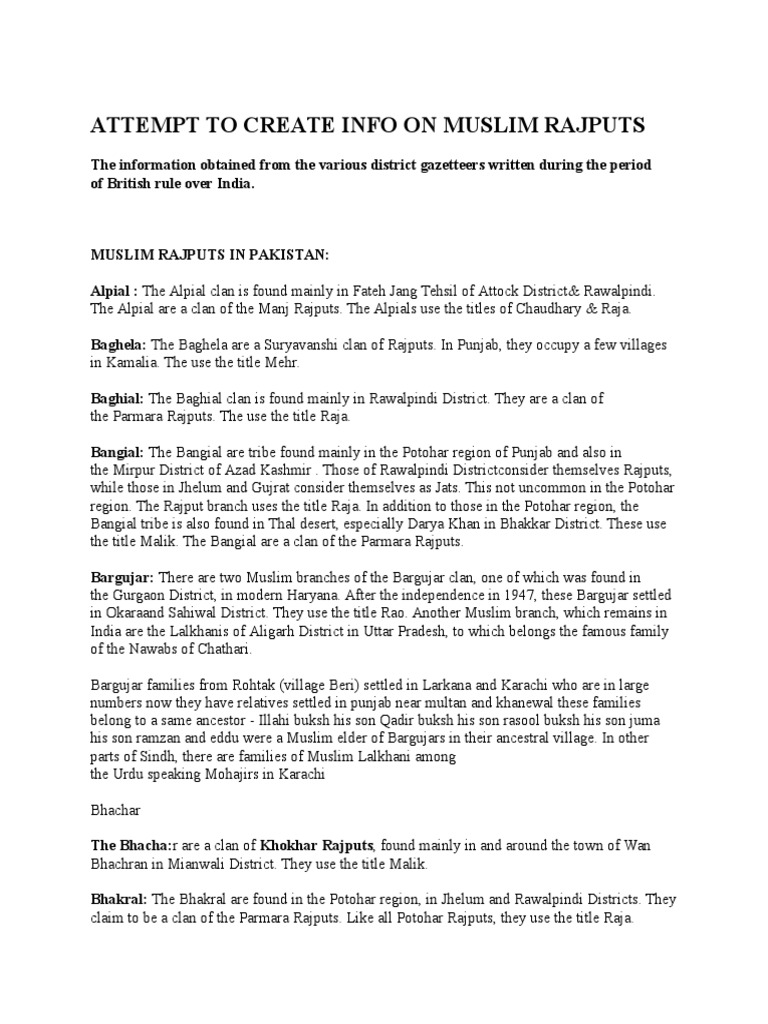 Rajput Info | PDF | South Asia | Social Groups Of India