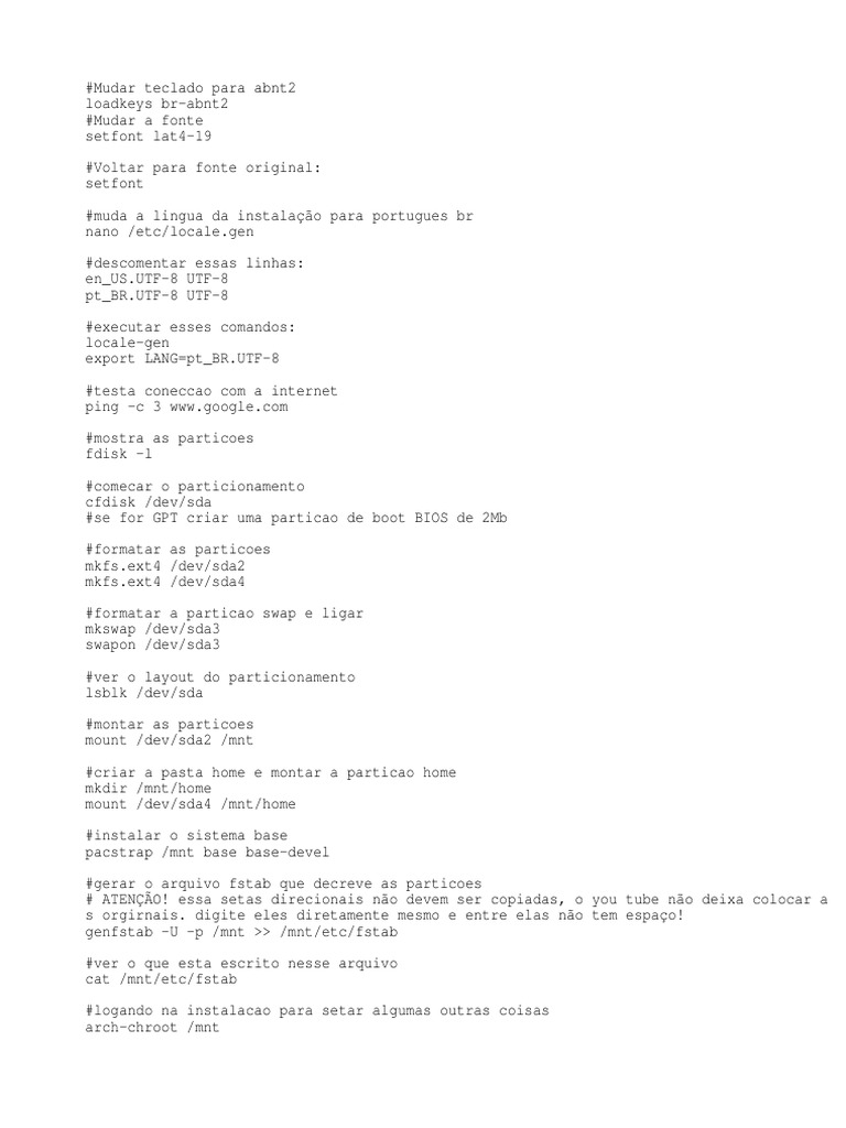 Comandos Arch Linux | PDF | Linux | Tecnologia de sistema operacional